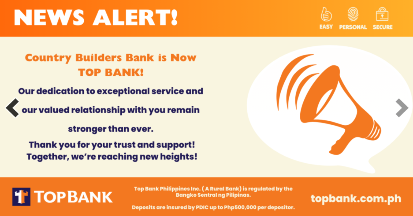 Country Builders Bank Rebrands As "Top Bank Philippines," To Usher In A ...