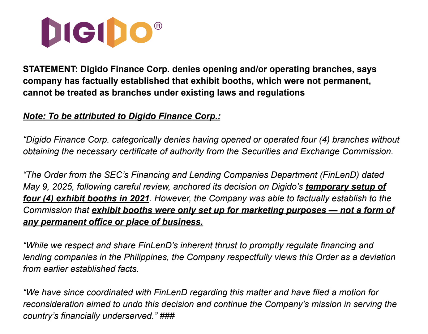 Digido Files Motion As SEC Revokes Its License; Cites Difference Of ...